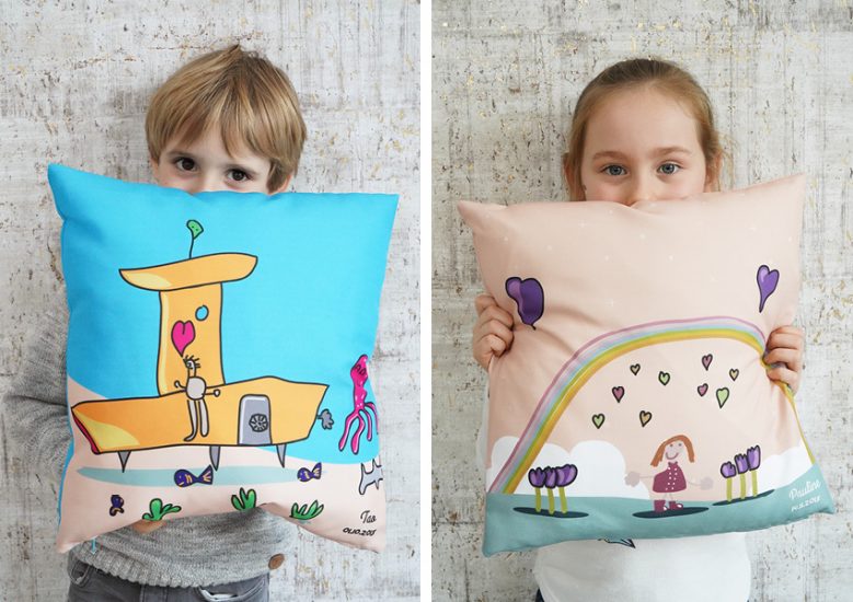 Kiddyarts : des coussins personnalisés aux couleurs des dessins d ...